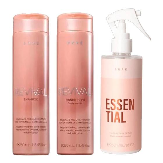 Braé Revival Kit Shampoo E Condicionador + Spray Essential - Kit de ...