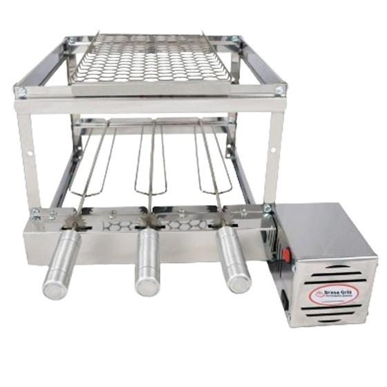 Brasa Grill Tradicional Gira 3 Espetos Churrasqueira Giratória + Grelha ...