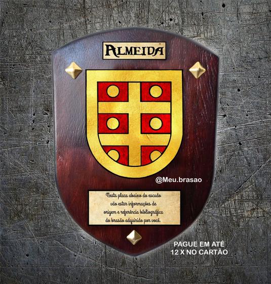 Brasão da família ALMEIDA na madeira - Meu.brasao - Escultura / Troféu ...