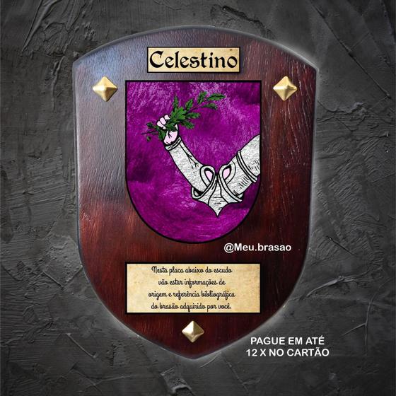 Brasão da família Celestino na madeira - @Meu.brasao - Quadro Decorativo - Magazine Luiza