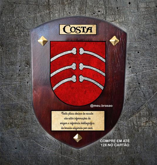 Brasão da família COSTA na madeira - Meu.brasao - Escultura / Troféu de ...