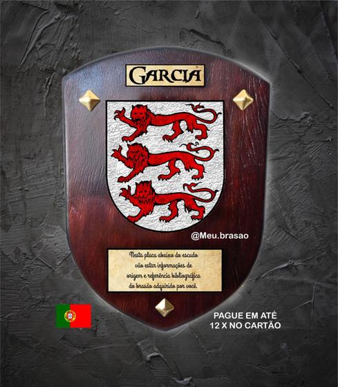 Brasão da família GARCIA na madeira - @MEU.BRASAO - Livros de Arte e ...