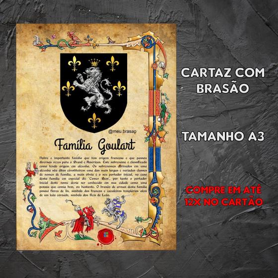 Brasão da família GOULART no cartaz - @meu.brasao - Pôster - Magazine Luiza