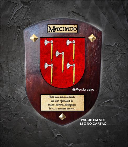 Brasão da família MACHADO na madeira - @meu.brasao - Escultura / Troféu ...