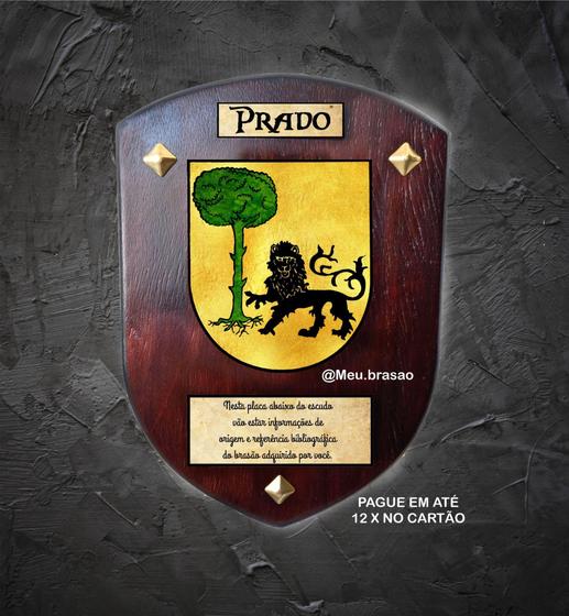 Brasão da família PRADO na madeira - @meu.brasao - Quadro Decorativo ...