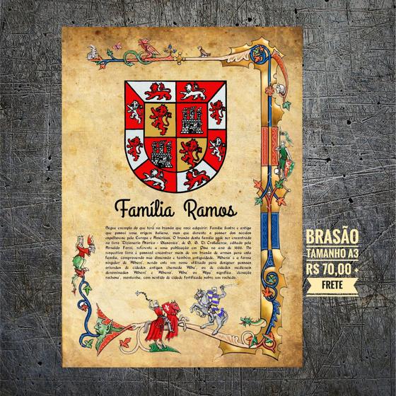 Brasão da família RAMOS no cartaz A3 - @meu.brasao - Quadro Decorativo ...