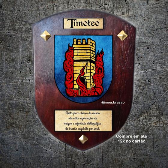 Brasão da família TIMOTEO na madeira - @meu.brasao - Quadro Decorativo ...