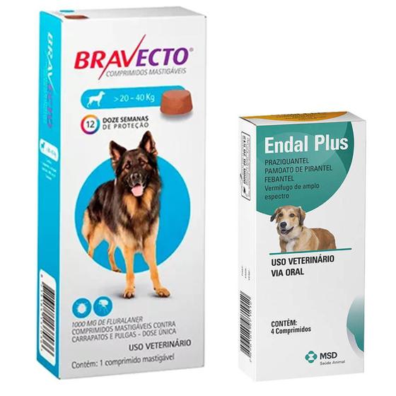 Bravecto Antipulgas De 20 A 40kg + Endal - Antipulga e Carrapaticida ...