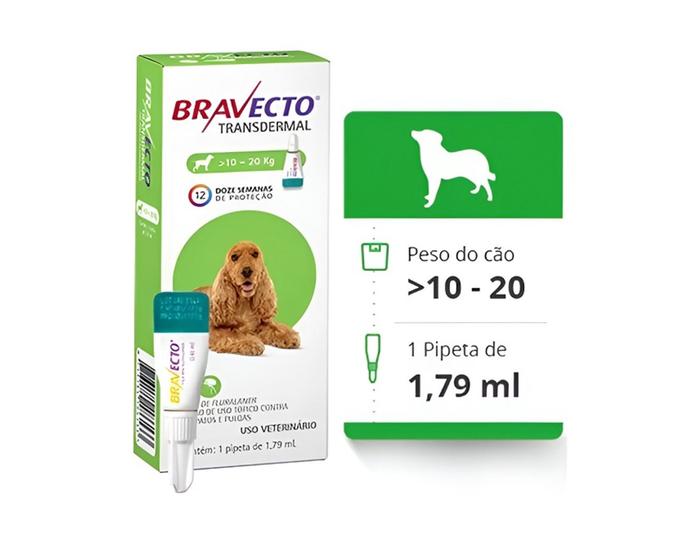 Bravecto Antipulgas E Carrapatos Para Cães Gatos de 10 a 20 kg - MSD - Antipulga e Carrapaticida ...