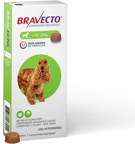 Bravecto Cães de 10 até 20kg Bravecto para Cães 10 a 20kg - Antipulga e ...