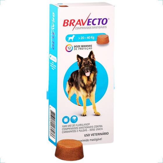 Bravecto Comprimido Cães 20 A 40kg Antipulga E Carrapato - BRAVECTO MSD ...