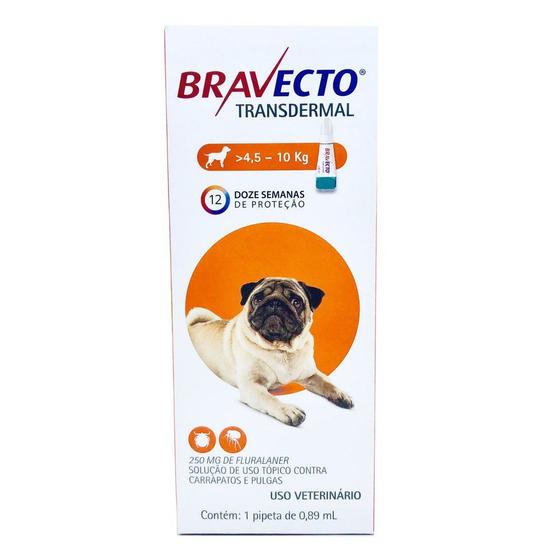 Bravecto Transdermal Antipulgas e Carrapaticida para Cães 4,5 a 10kg MSD - Antipulga e ...