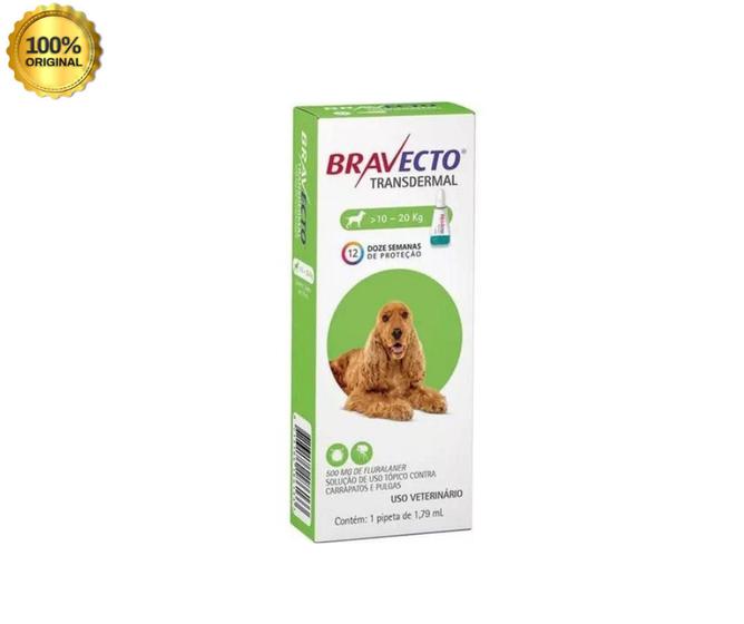 Bravecto Transdermal Antipulgas e Carrapatos para cães de 10 a 20 kg 500 mg - MSD - Antipulga e ...