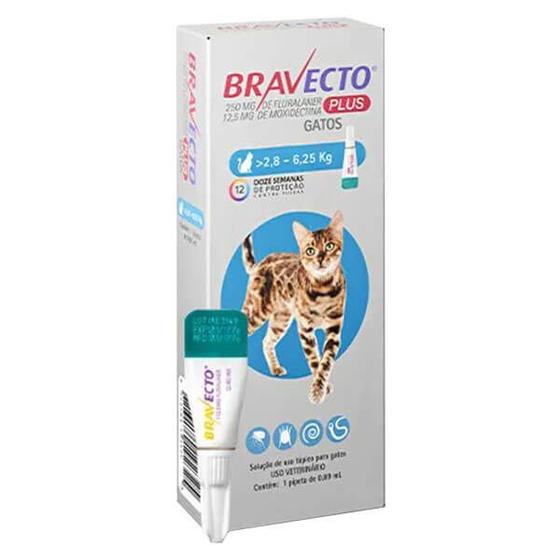 Bravecto Transdermal Plus Antipulgas para Gatos de 2,8 a 6,25kg MSD 1 Pipeta de 0,89ml ...