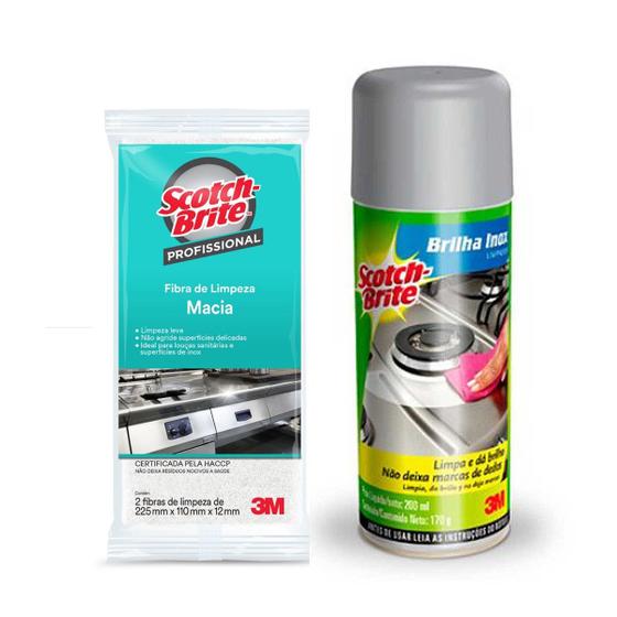 Brilha Inox Scotch Brite 170g + Scoth Brite Fibra Macia 3m - Produtos ...