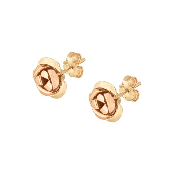 Brinco Ouro 18k Flor Rosa Palmeirão Rosé G1603 - 750Netoz - Brinco ...