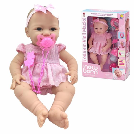 Brinquedo Boneca New Born Vamos Brincar Mamadeira Mágica Chupeta ...