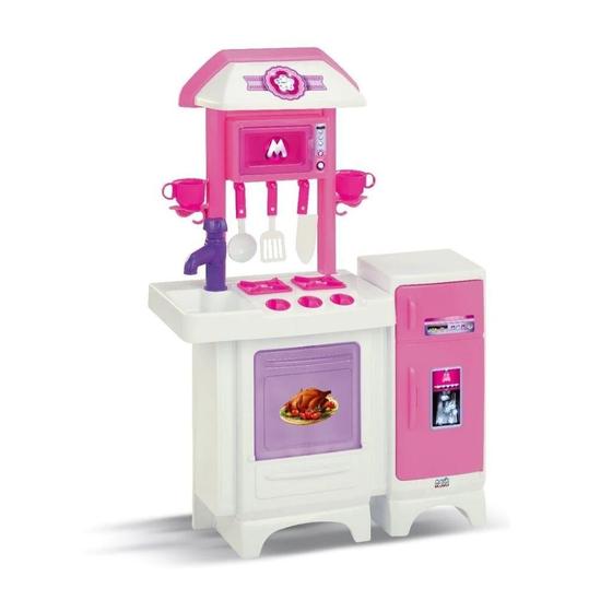 Brinquedo cozinha infantil completa rosa com geladeira magic - Magic Toys - Cozinha Infantil ...