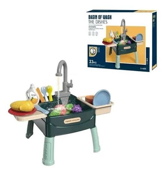 Brinquedo Cozinha Pia Solta Água Lavar Louças E Acessórios - Will ...