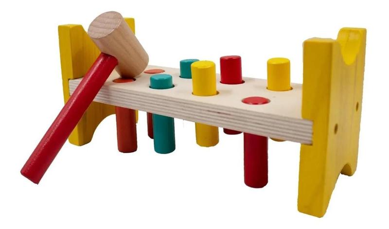 Brinquedo Educativo Bate Pino De Madeira Com Martelo - DONY - Brinquedos Educativos - Magazine Luiza