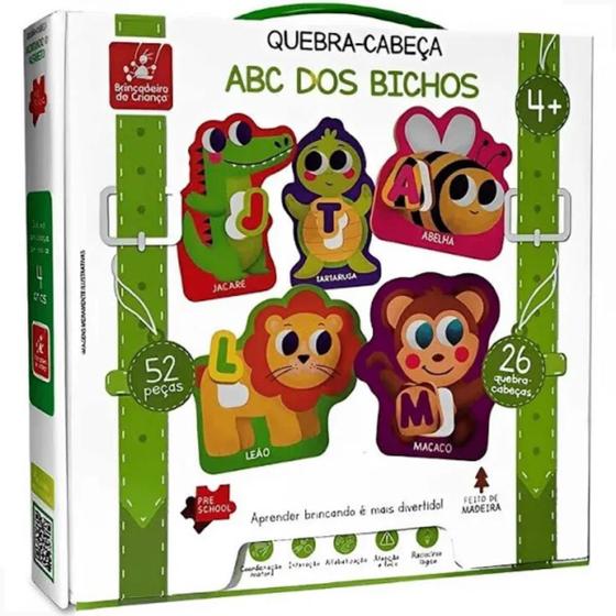 Brinquedo educativo madeira alfabeto abc dos bichos animais 2143 ...