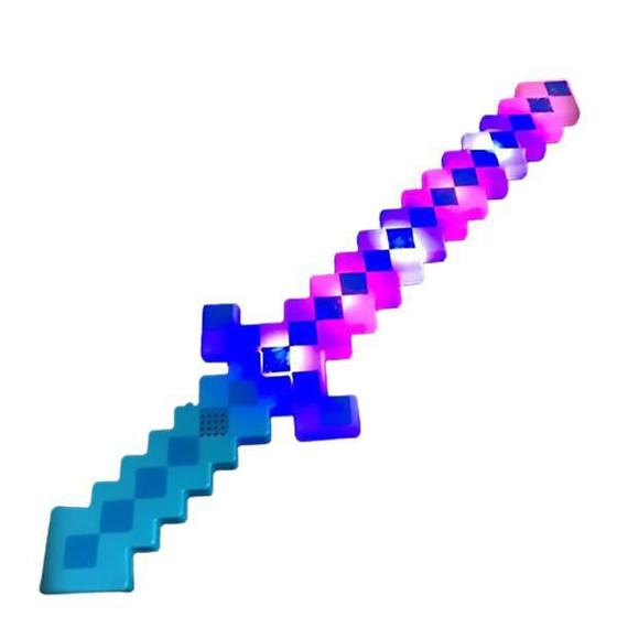 Brinquedo Espada Pixel Minecraft 58Cm Diamante Som E Luz À - Espada de ...