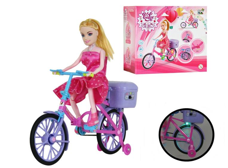 Brinquedo Infantil Boneca anda de Bicicleta com Som e Luzes - Fun Game ...