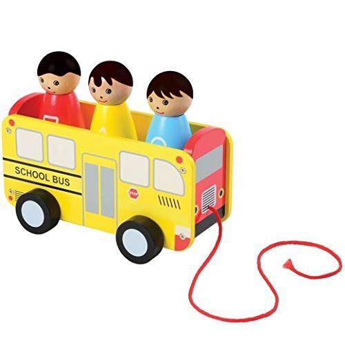 Brinquedos construtivos de madeira Pull Along School Bus 7,8 cm ...