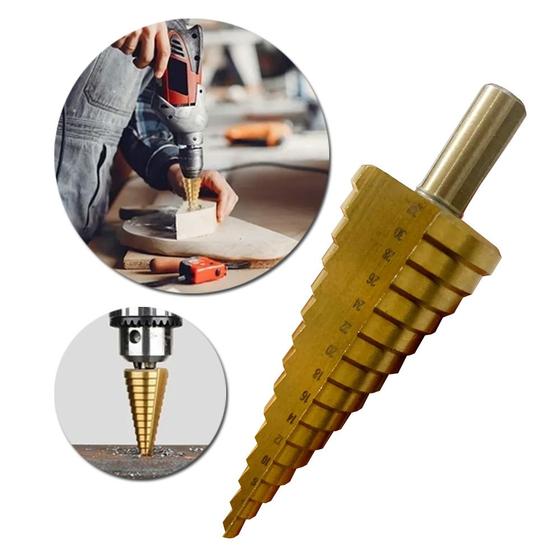 Broca Escalonada Conica HSS Aço Rápido 4 á 32mm Profissional Titanio ...