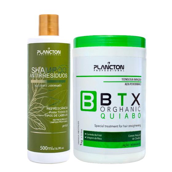 btx botox orghanic quiabo 1 kg plancton + shampoo anti residuo 500ml ...