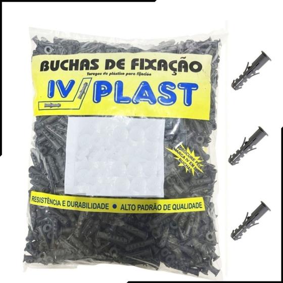 Bucha 8mm Com Anel Aba Sem Parafuso Kit C/ 1000 Ivplast Parede Tijolo ...
