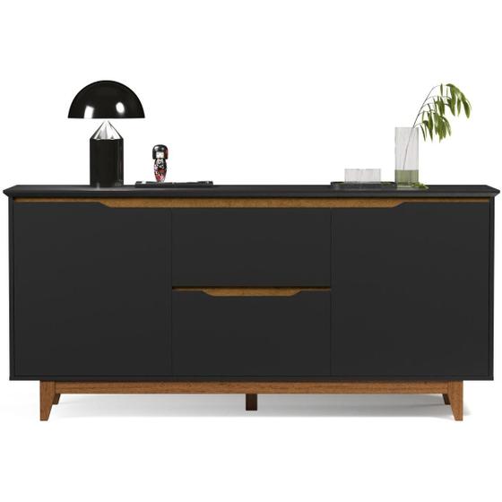 Buffet Aparador Balcão Sala de Jantar 2 Portas e 2 Gavetas Flow - Preto ...