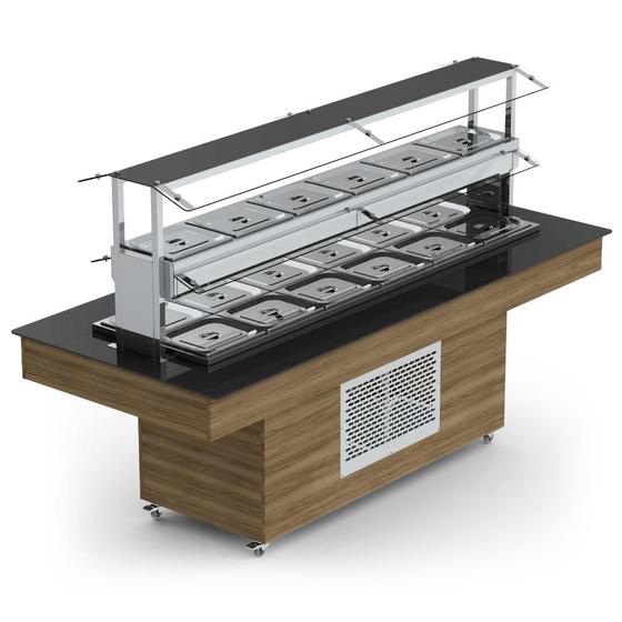 Buffet Conjugado Quente/Frio 2,26m 12+6 12+6 GNs 1/2 New Buffet NBRCQF ...