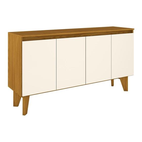Buffet de Sala Jantar Quartzo 4 Portas Nature/Off White - Henn - Buffet e Balcão para Sala de ...