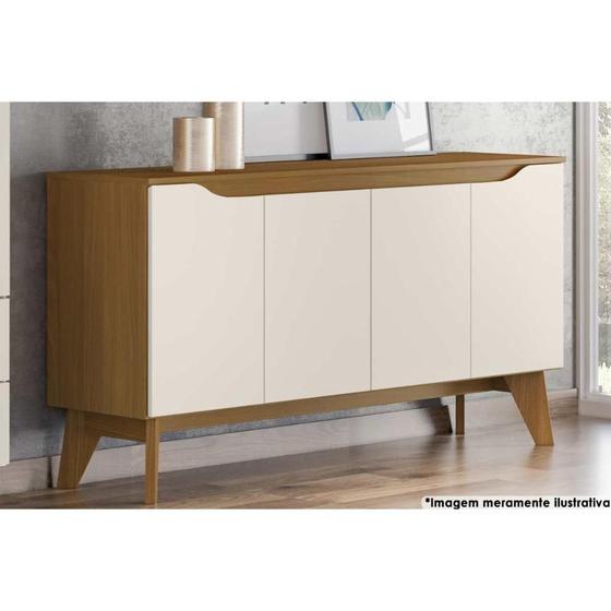 Buffet de Sala Jantar Quartzo 4 Portas Nature/Off White - Henn - Buffet e Balcão para Sala de ...
