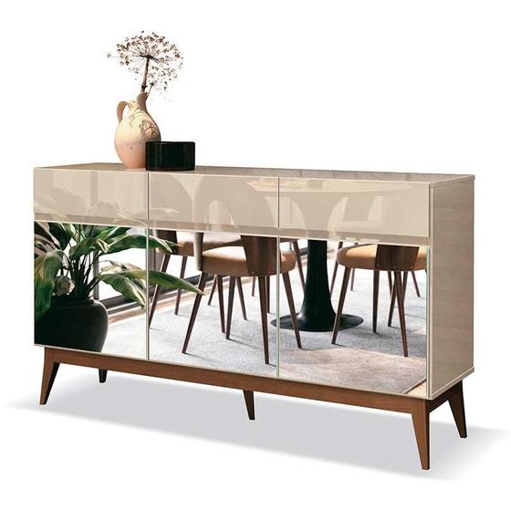 Buffet Sala Jantar Espelhado 3 Portas Malbec EDN Off White - Buffet e ...