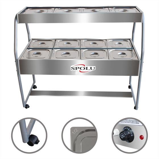 Buffet Self Service 8 Cubas Quente 4 Frias Inox Restaurante Carrinho ...