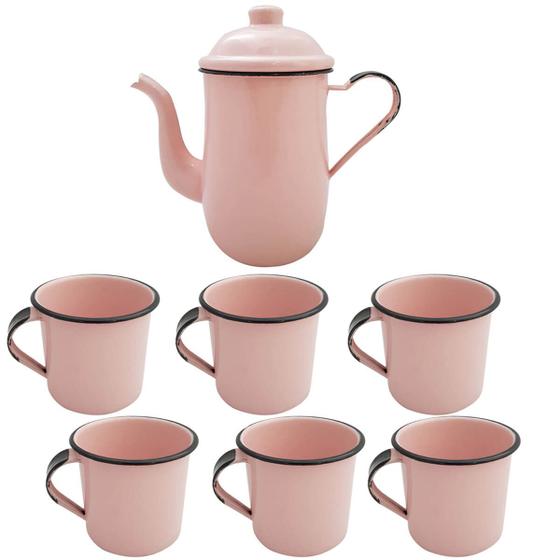 Bule Café Esmaltado 1,25 Litros E 6 Xícaras 400ml Tradicional ...