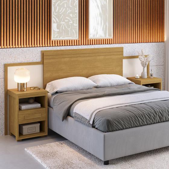 Cabeceira Com Criado Moderna Ajustável Para Queen/Casal Box - TopDeal E-com - Cabeceira Cama Box ...