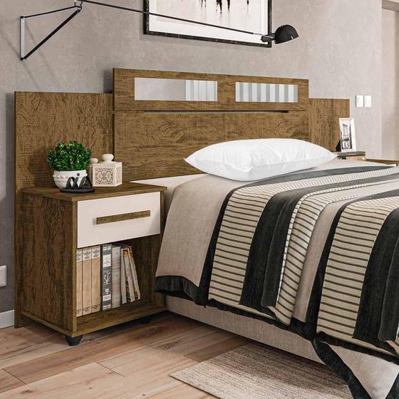 Cabeceira De Solteiro Extensível Com 2 Mesas de Cabeceira Canela Off ...