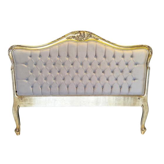 Cabeceira King Isabelle em Madeira Entalhada Luís XV em veludo Inca Tom ...