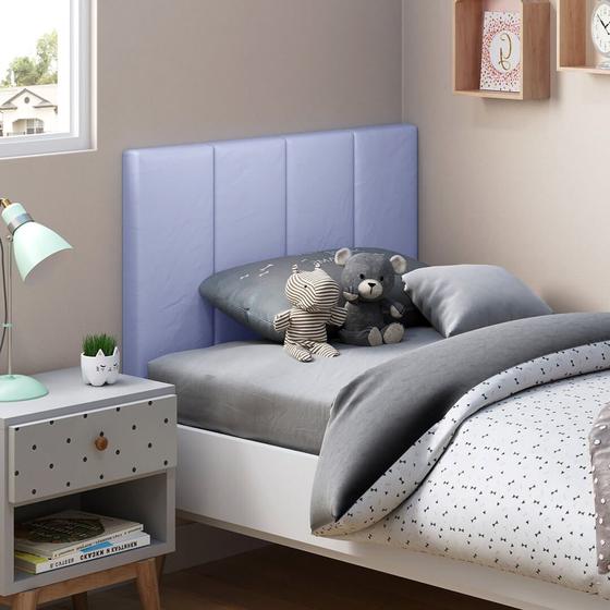 Cabeceira Solteiro Estofada 90cm Tecido Sintético Azul Yasmin - Box ...