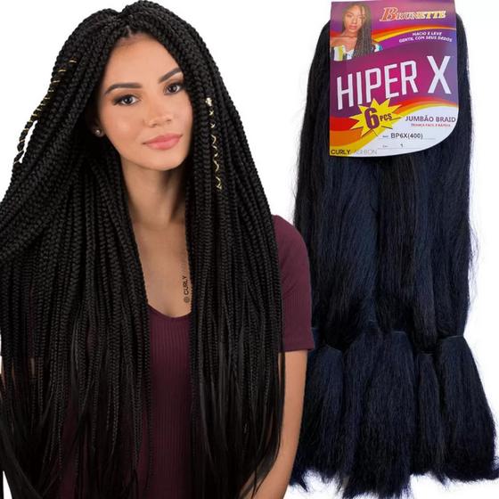 Cabelo Jumbo Jumbão Hiper X Kanekalon Tranças Braids Box Cor Preta ...
