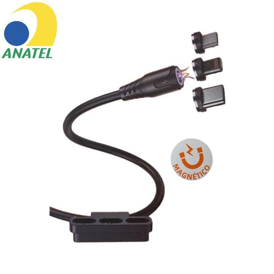 Cabo 3 Em 1 magnetico Carregar Celular Tipo-C V8 E Lightning - KAIDI - Cabo para Celular ...