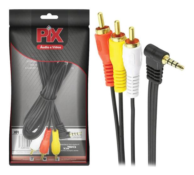 Cabo Adaptador RCA AV P3 Estéreo + 3 RCA Macho 1.2 Metros P3 Entrada 90 ...