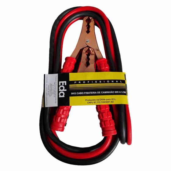 Cabo Chupeta Bateria 600A 3.5 Metros 9KG EDA - Cabo Auxiliar de Partida - Magazine Luiza