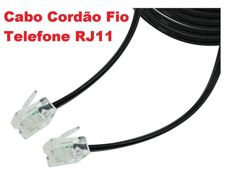 Cabo Cordão Fio Telefone Rj11 3,5 Metros Pronto Uso Conector - Js ...
