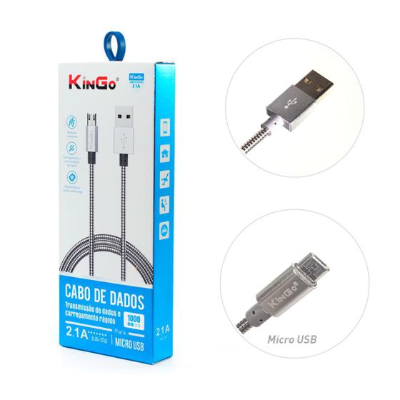 Cabo de Dados Carregador flexivel USB2.0 saída Micro USB 1m - KinGo ...