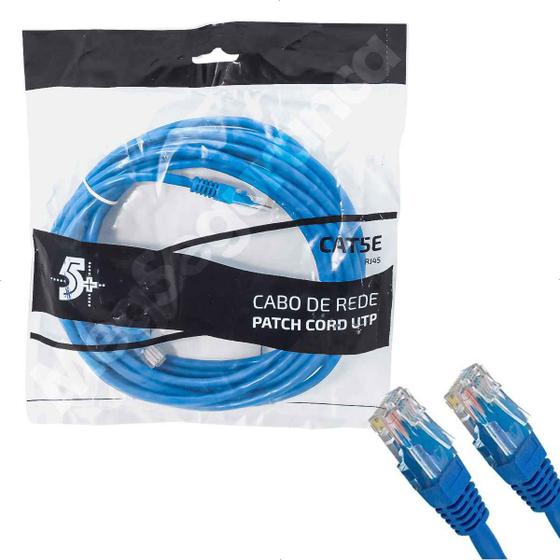 Cabo De Rede 5m Cat5e Azul Para Internet Com Conector Rj45 - 5+ / CHIP ...