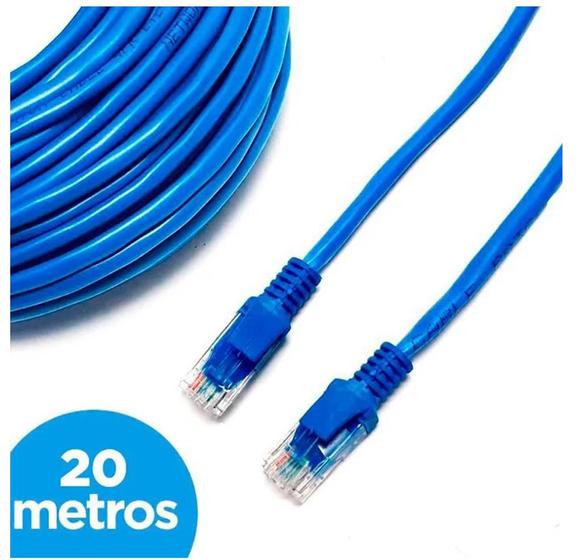 Cabo de rede cat5e 20 metros rj45 ethernet internet para modem roteador ...